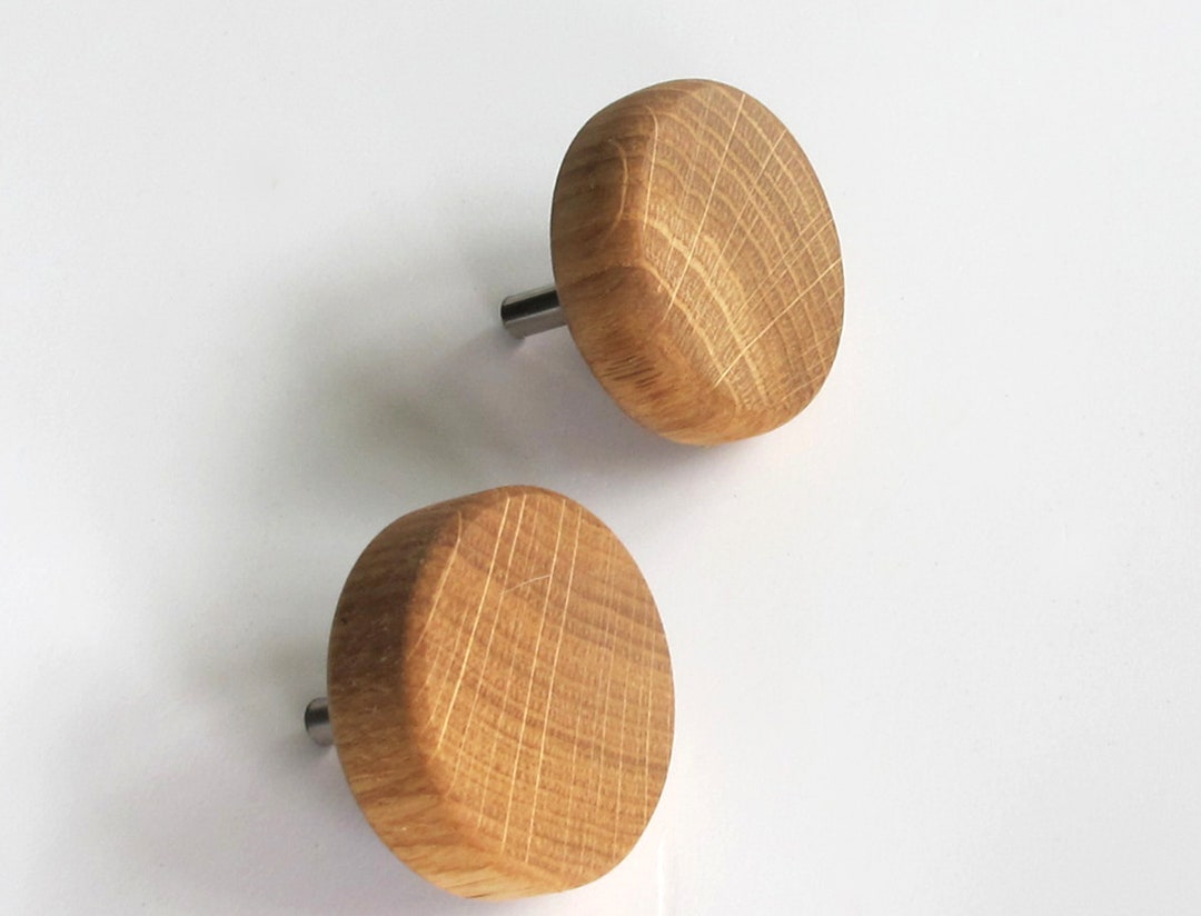 Oak Wood Drawer Knobs Set of 2 Wooden Cabinet Knobs Rustic - Etsy