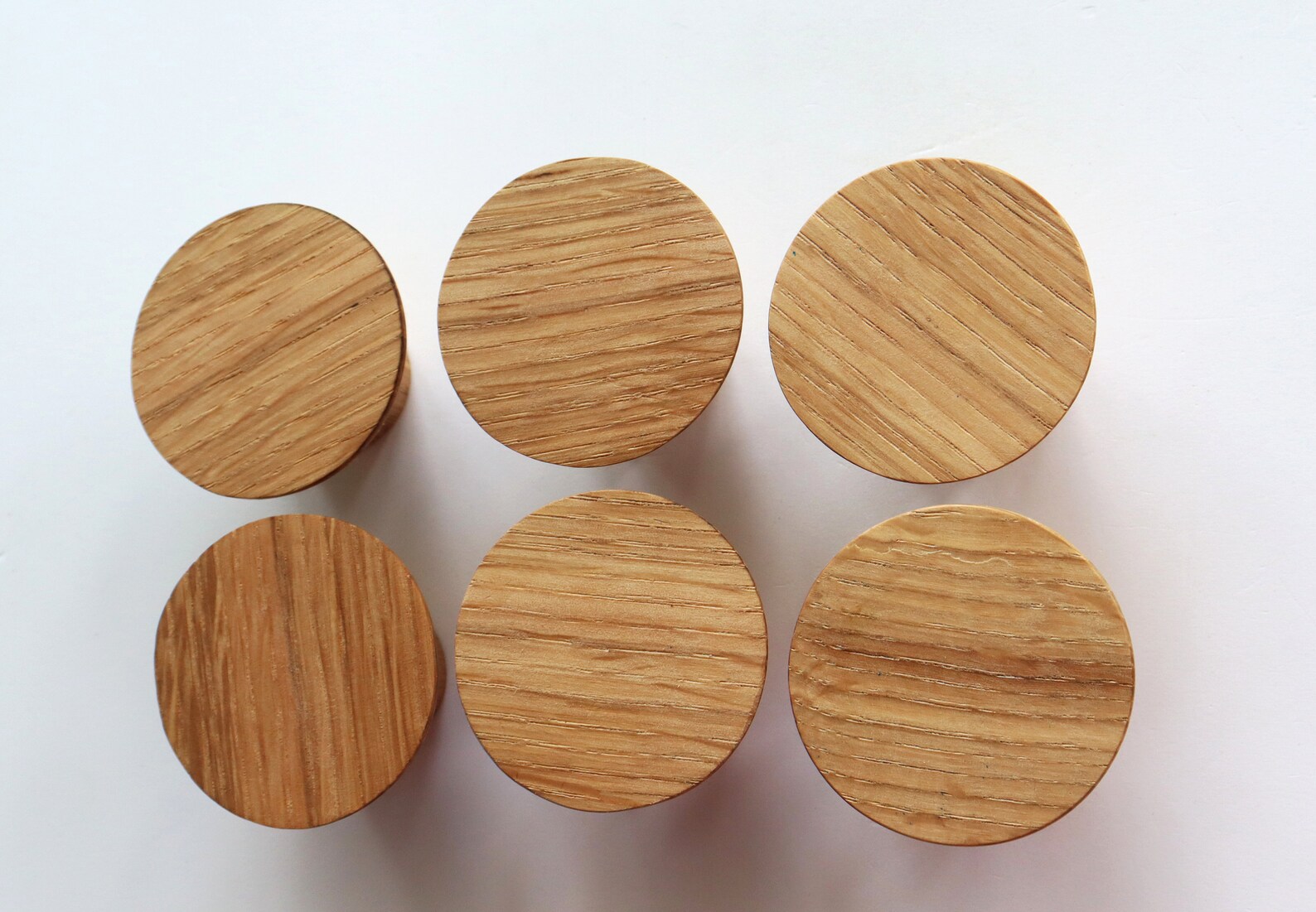 Modern Cabinet Knobs 2 Oak Wood Drawer Knobs Round Wooden - Etsy