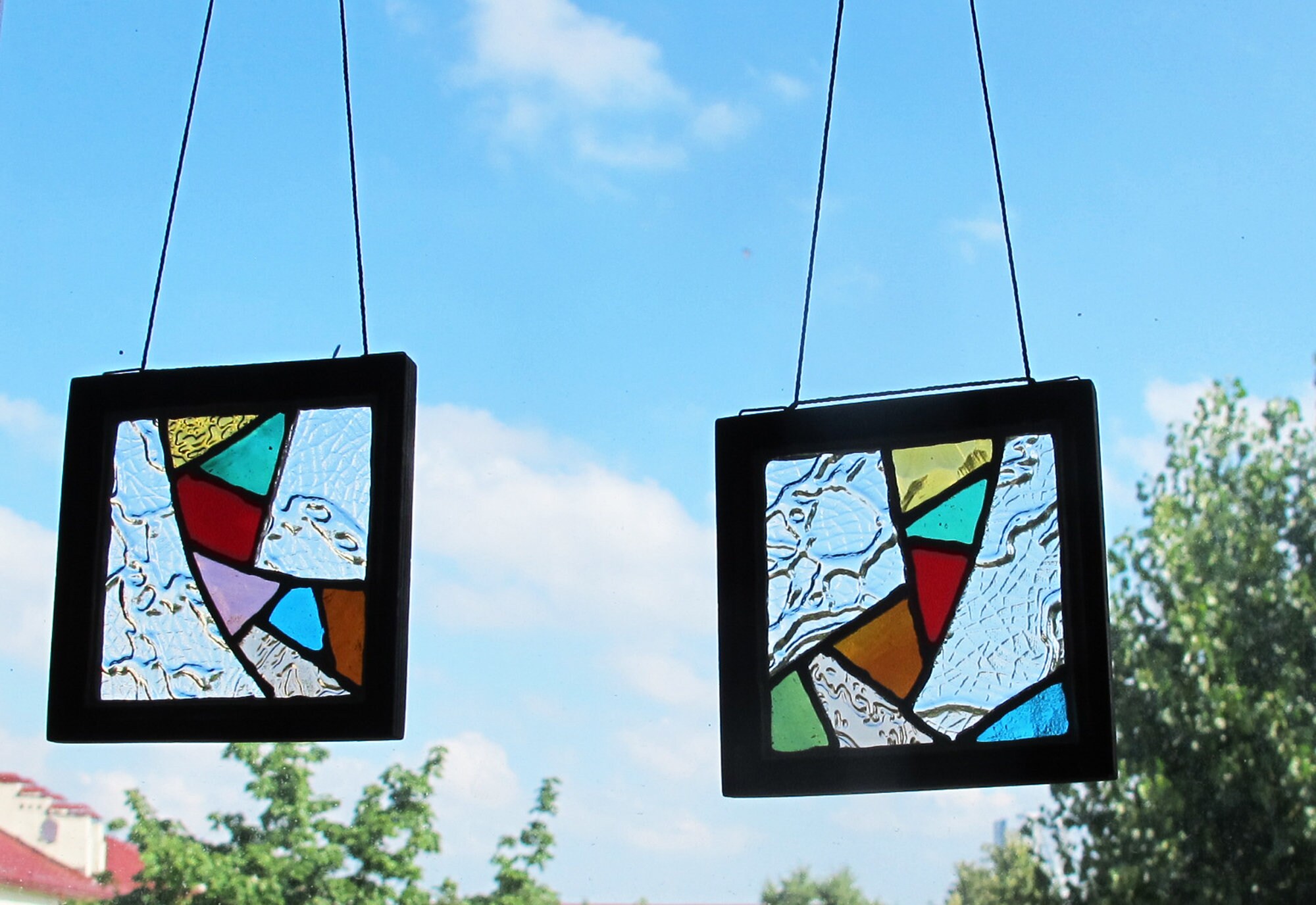 Small Abstract Stained Glass Suncatcher Stained Glass Window - Etsy