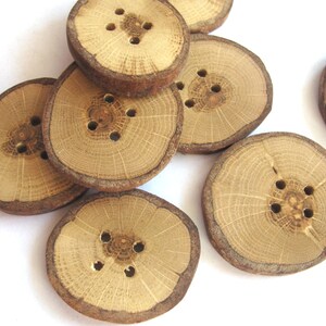 Oak Wood Buttons, Set of 6 Rustic Large Branch Buttons, Wooden Buttons ...