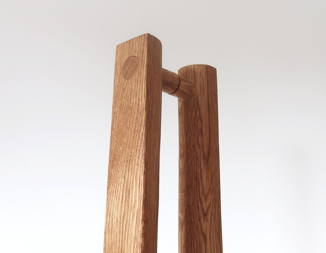 Rustic Modern Wooden Door Pulls, Pair Oak Wood Double Sided Handles for ...