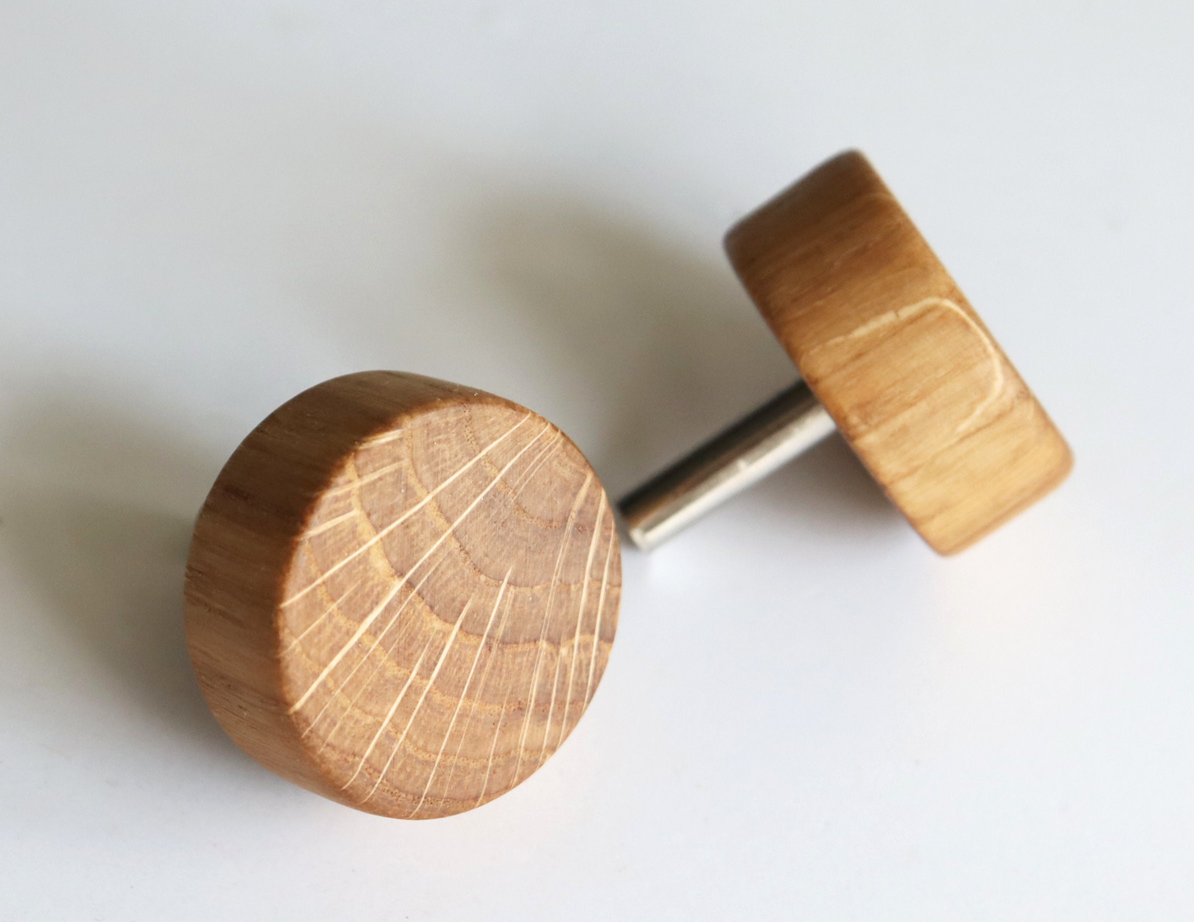 Oak Wood Drawer Knobs Set of 2 Wooden Cabinet Knobs Rustic - Etsy