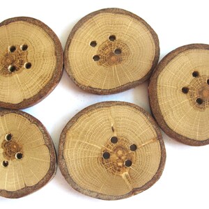 Oak Wood Buttons, Set of 6 Rustic Large Branch Buttons, Wooden Buttons ...