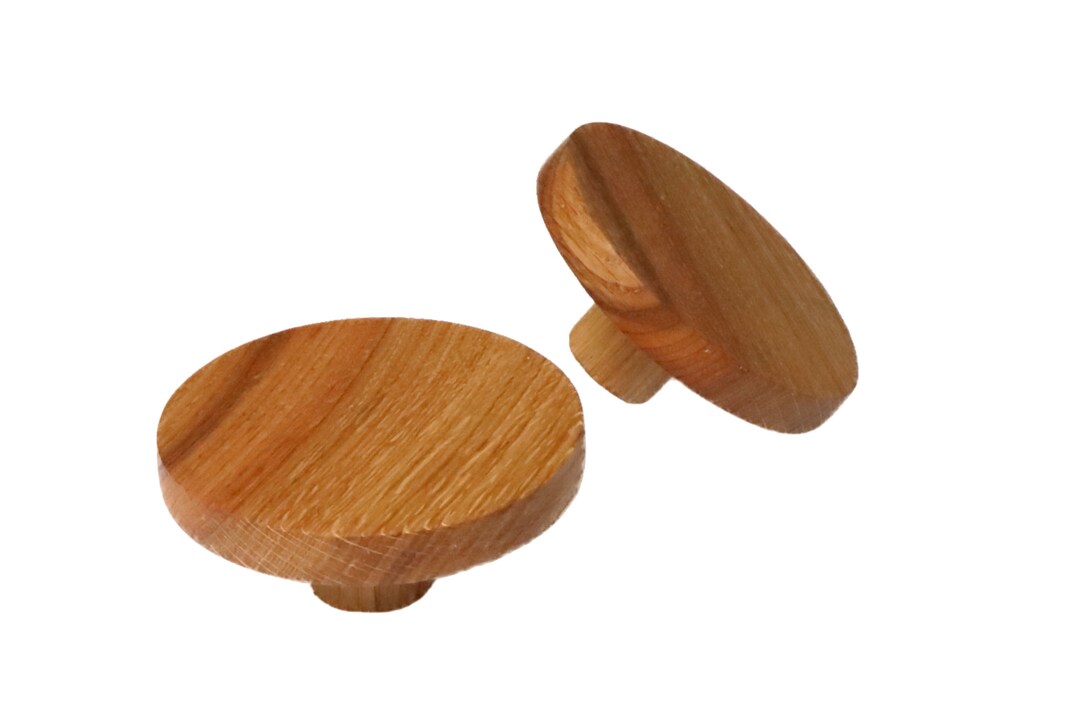 Round Natural Oak Drawer Knobs, Set of 2 Wooden Dresser Pulls - Etsy