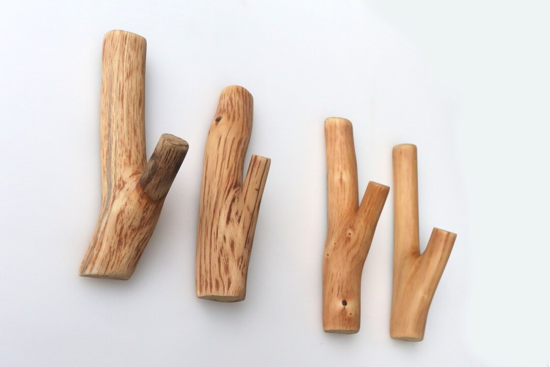 Oak Tree Branch Hooks Pair Wood Coat Hooks Rustic Wall Hooks - Etsy