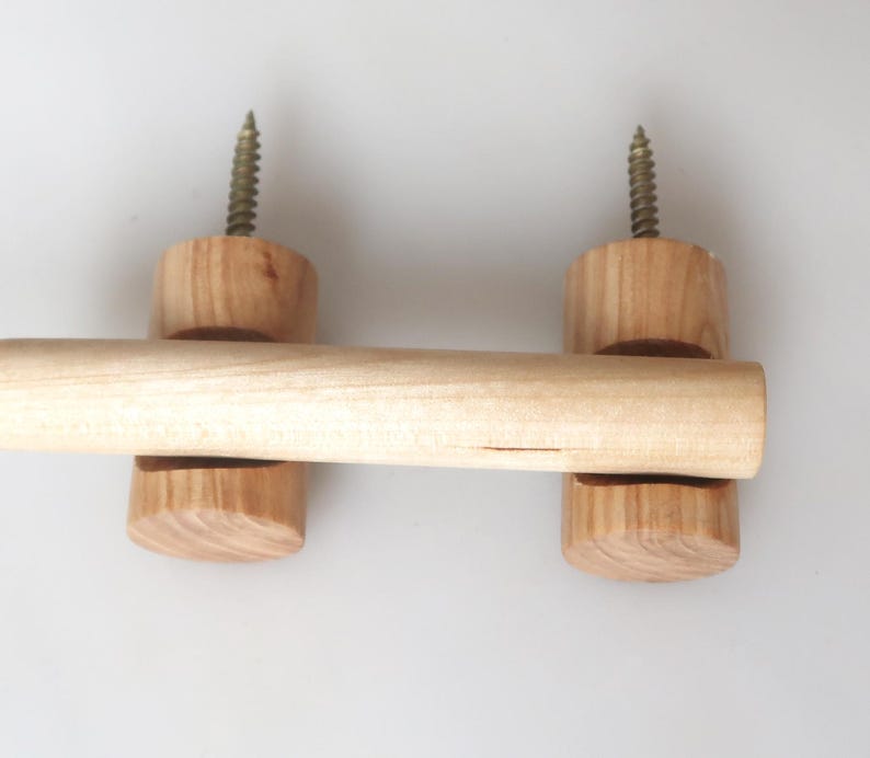 Oak Rod Brackets for Kitchen Curtains, Set of 2 Minimalist Curtain Rod ...