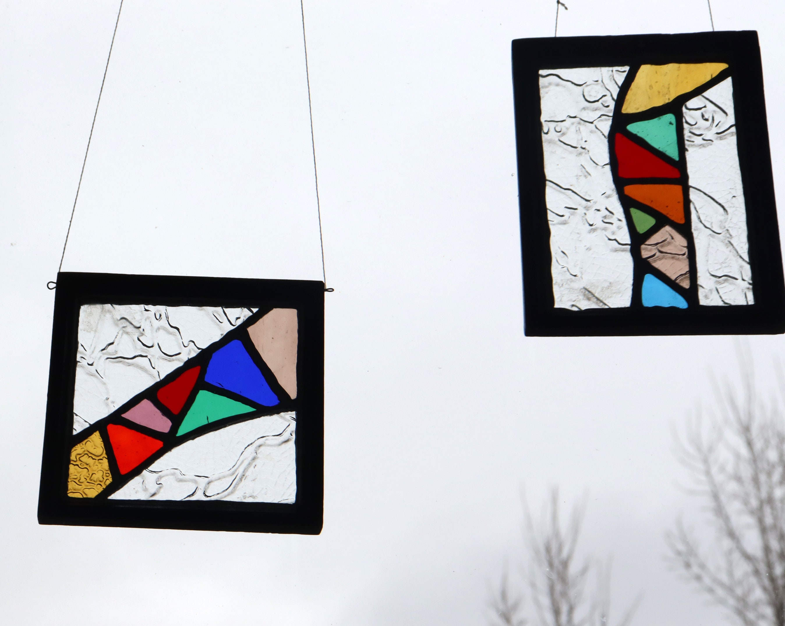 Small Abstract Stained Glass Suncatcher Stained Glass Window - Etsy