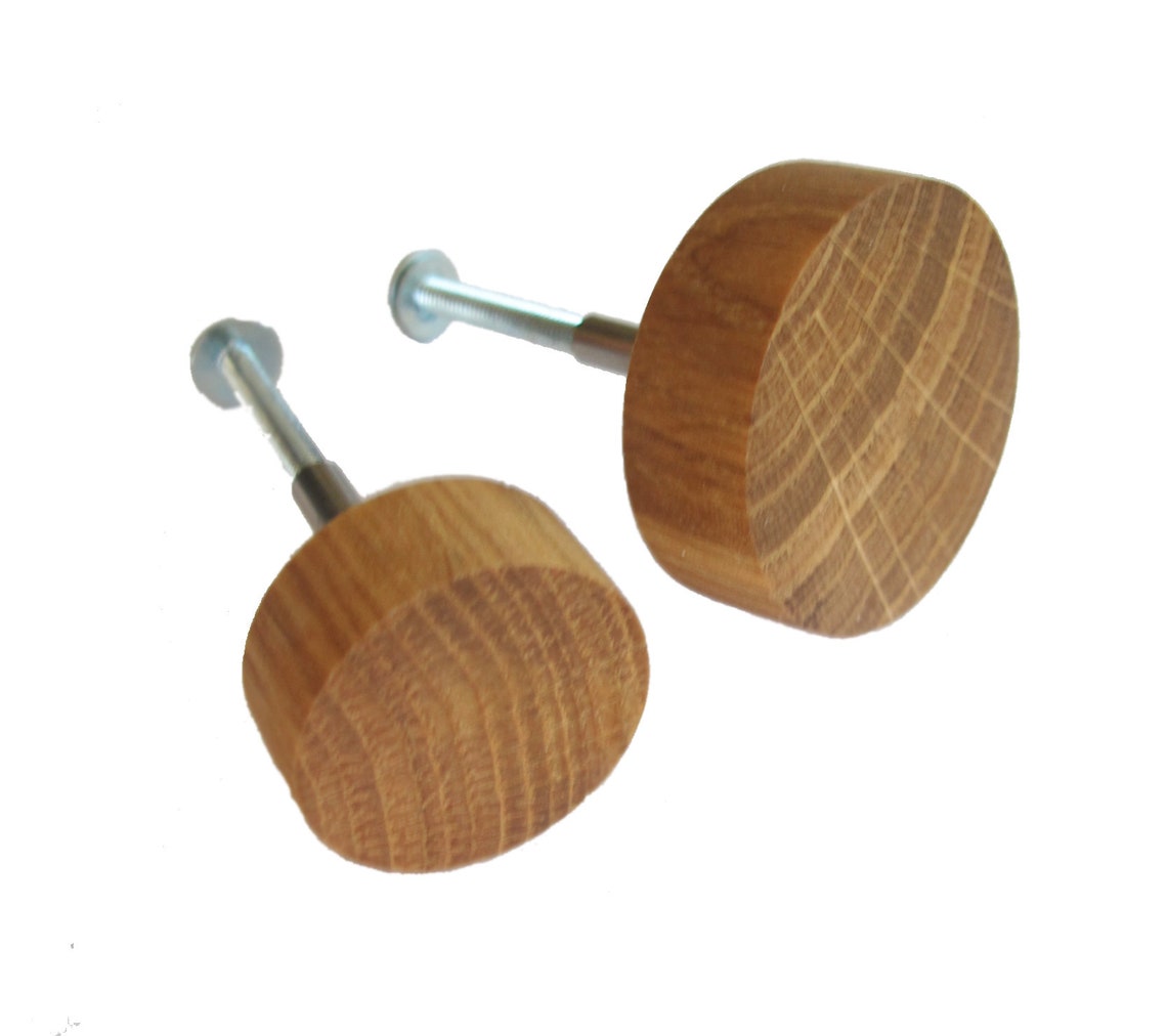 Oak Wood Drawer Knobs Set of 2 Wooden Cabinet Knobs Rustic - Etsy