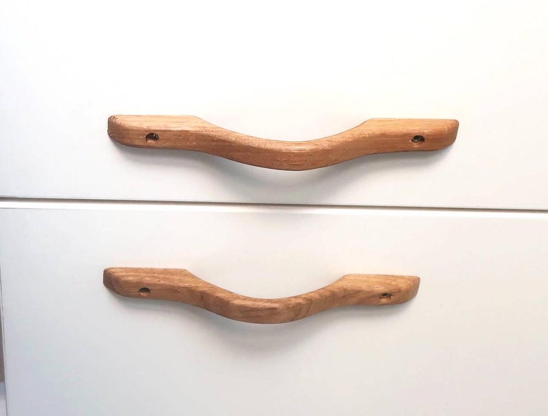 Oak Drawer Cabinet Pulls, Pair Modern Wooden Drawer Handles - Etsy