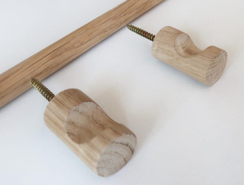Oak Rod Brackets for Kitchen Curtains, Set of 2 Minimalist Curtain Rod ...