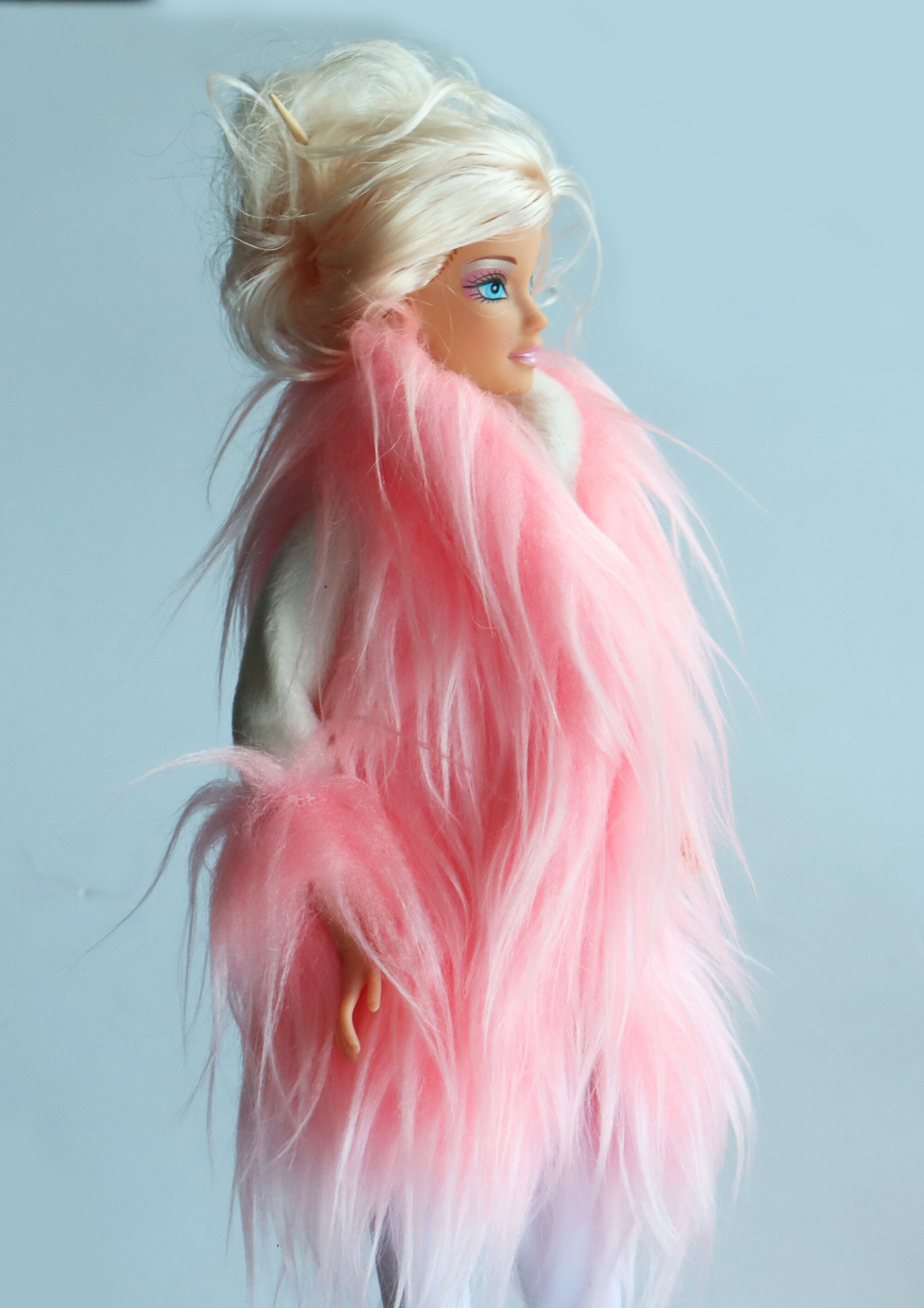 Barbie Pinkpurple Coat Fauf Fur Winter Fur Doll Coat Doll Etsy