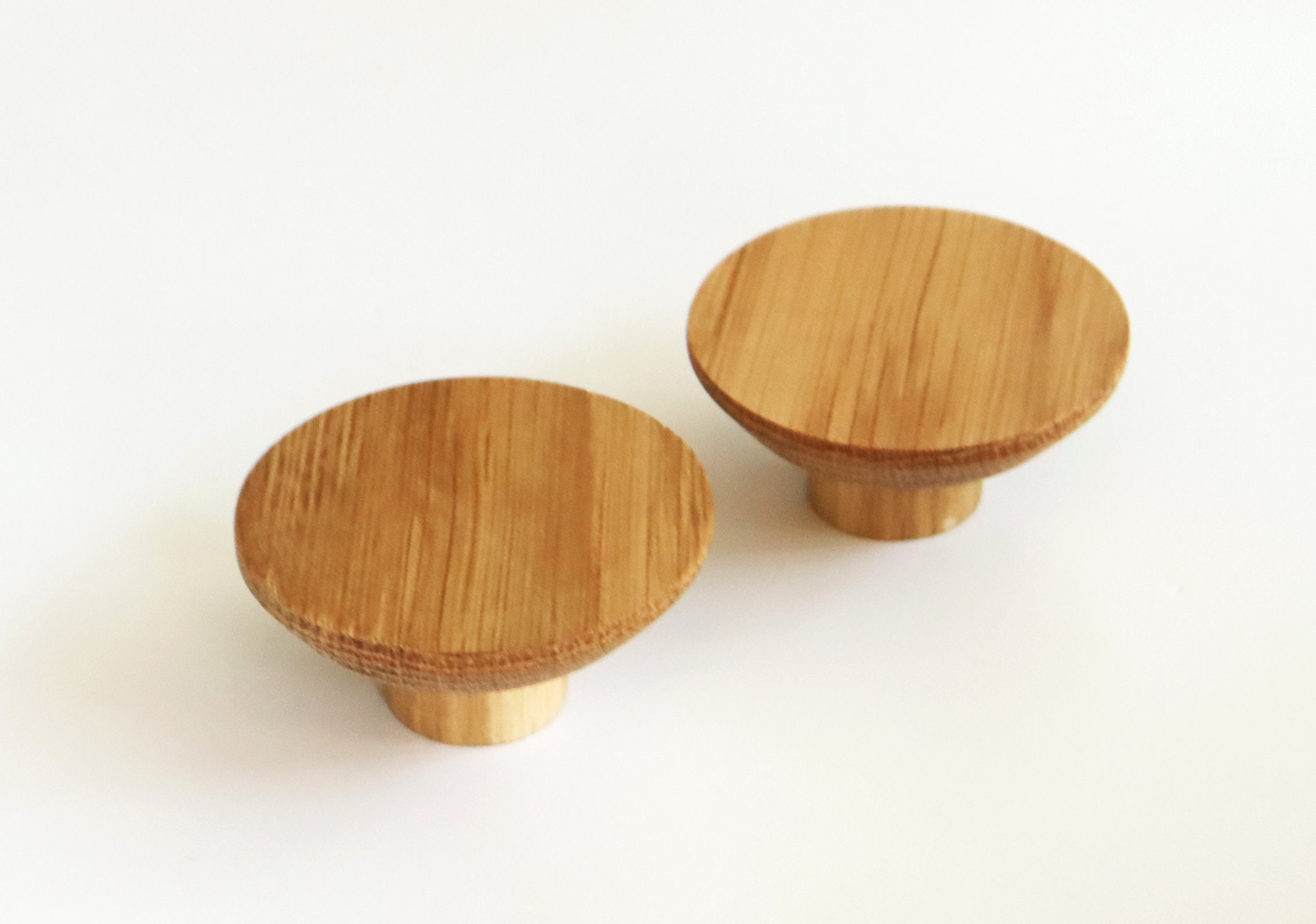 Modern Cabinet Knobs 2 Oak Wood Drawer Knobs Round Wooden - Etsy