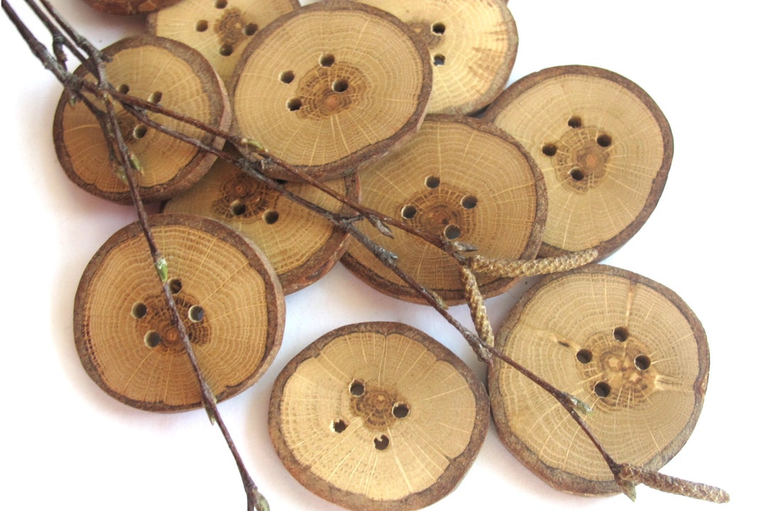 Oak Wood Buttons, Set of 6 Rustic Large Branch Buttons, Wooden Buttons ...