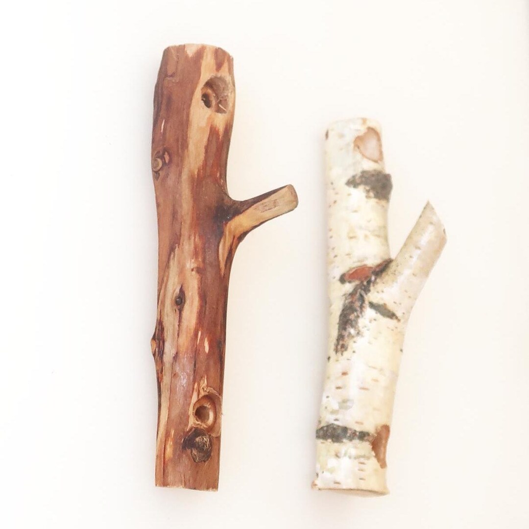 Natural Wood Decorative Wall Hook, Juniper|birch Branch Wall Hook ...