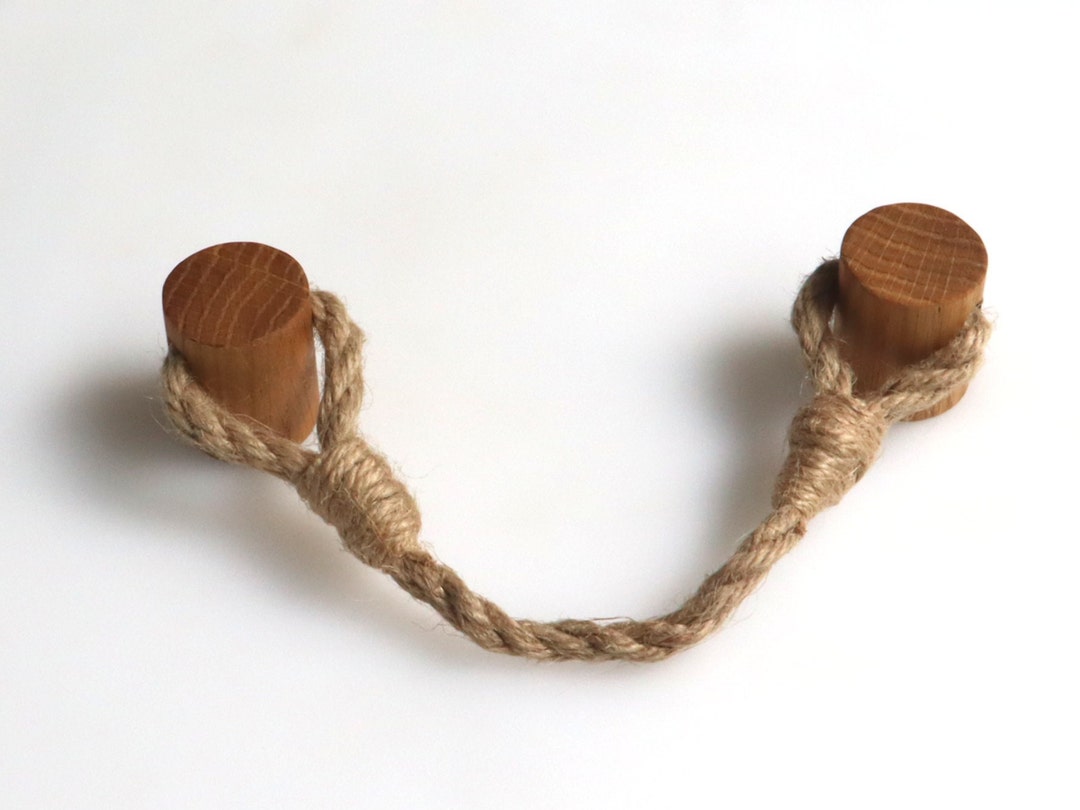 Jute Rope Nautical Drawer Pull, Nautical Drawer Handles, Oak Wood ...