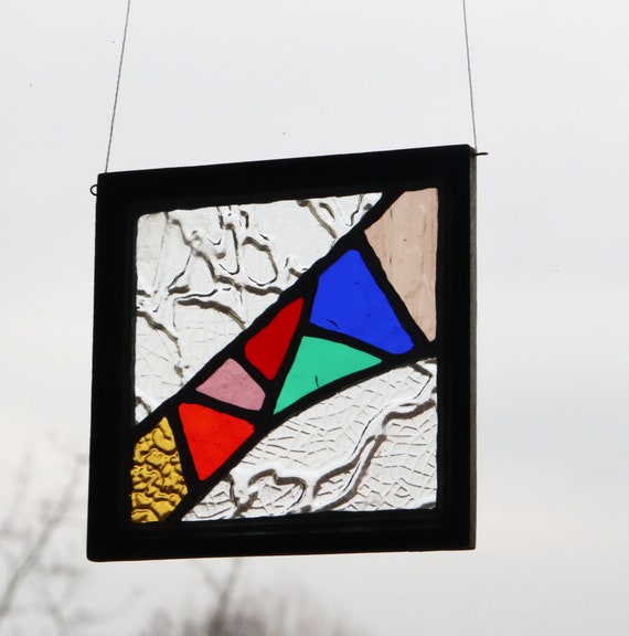 Small Abstract Stained Glass Suncatcher Stained Glass Window | Etsy