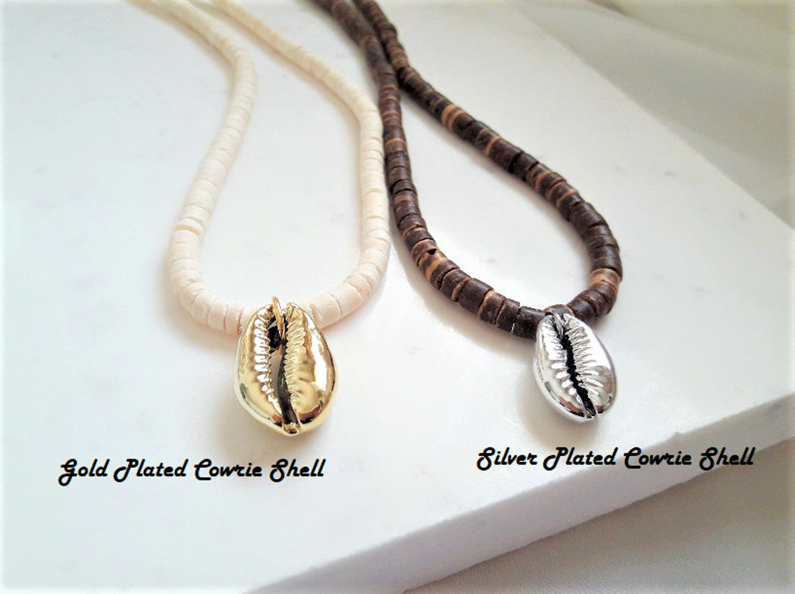 Shell NecklaceMens necklaceMens Beaded NecklaceCowrie shell | Etsy