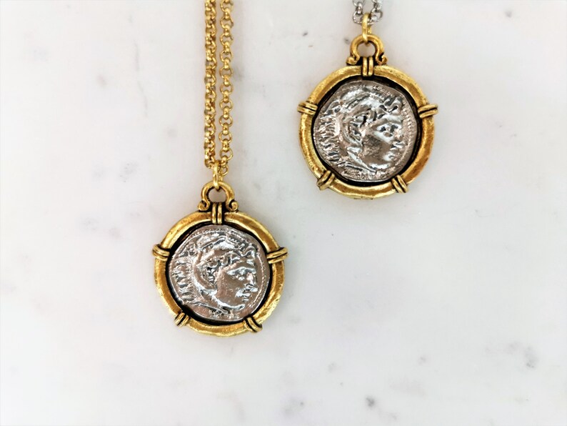 Alexander the Great Silver Coin Necklace Mens Medallion - Etsy