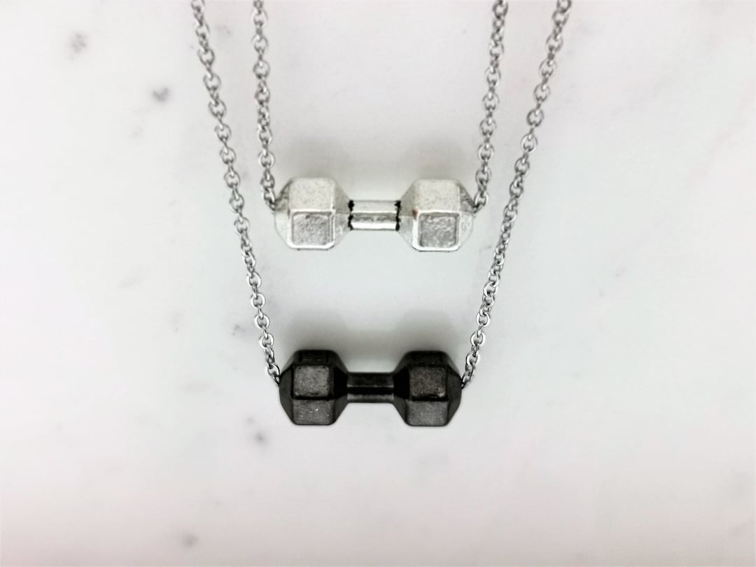 Dumbbell Gym Pendant Necklace, Weight Pendant Necklace Gift for Him ...
