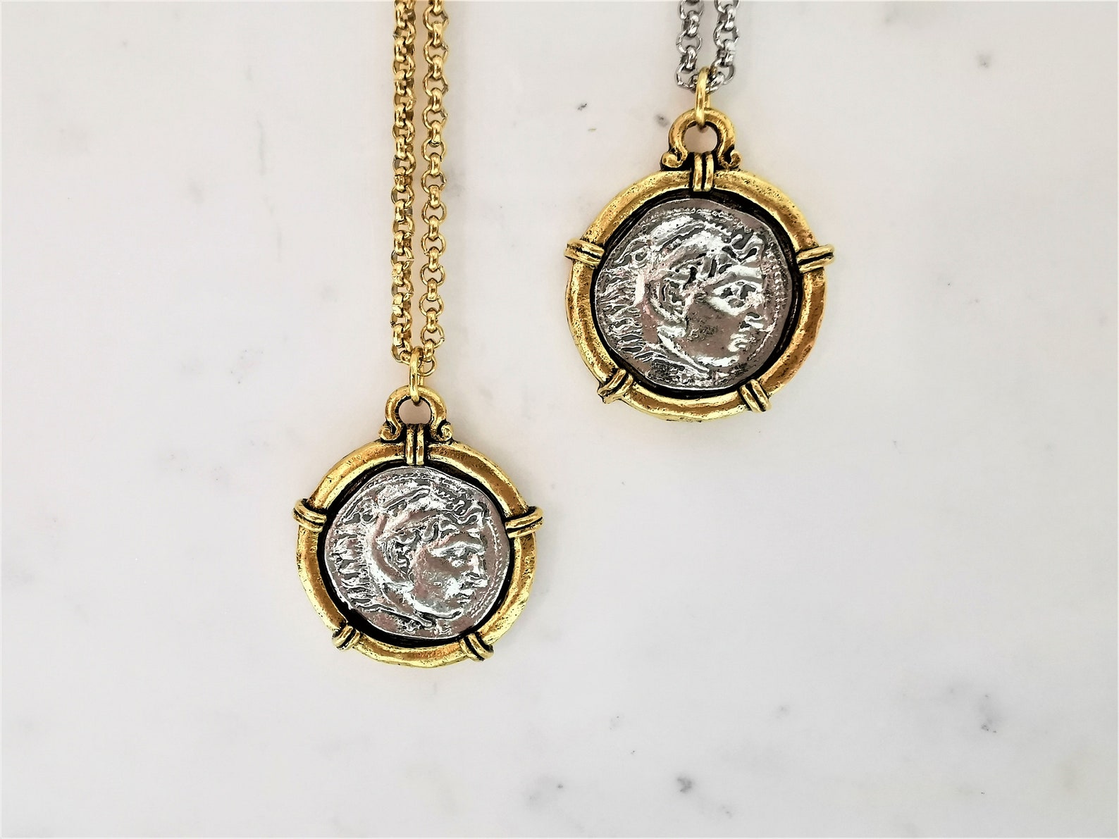 Alexander the Great Silver Coin Necklace Mens Medallion - Etsy