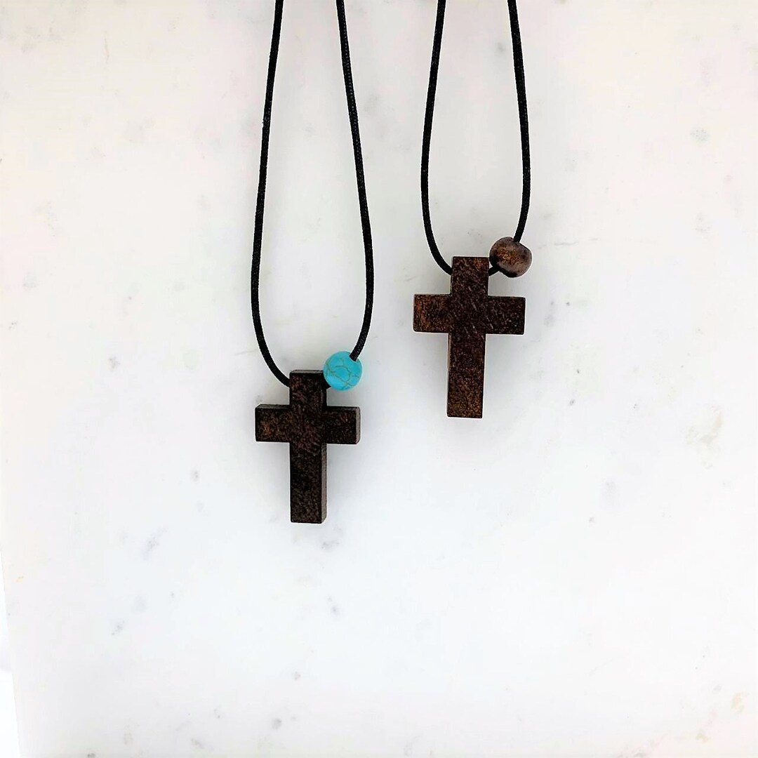 Men Wooden Cross Necklace Men Cross Necklace Christian Etsy