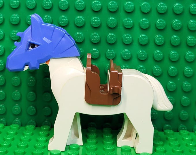 LEGO® Classic White Horse With Brown Saddle and Head Armor, LEGO ...