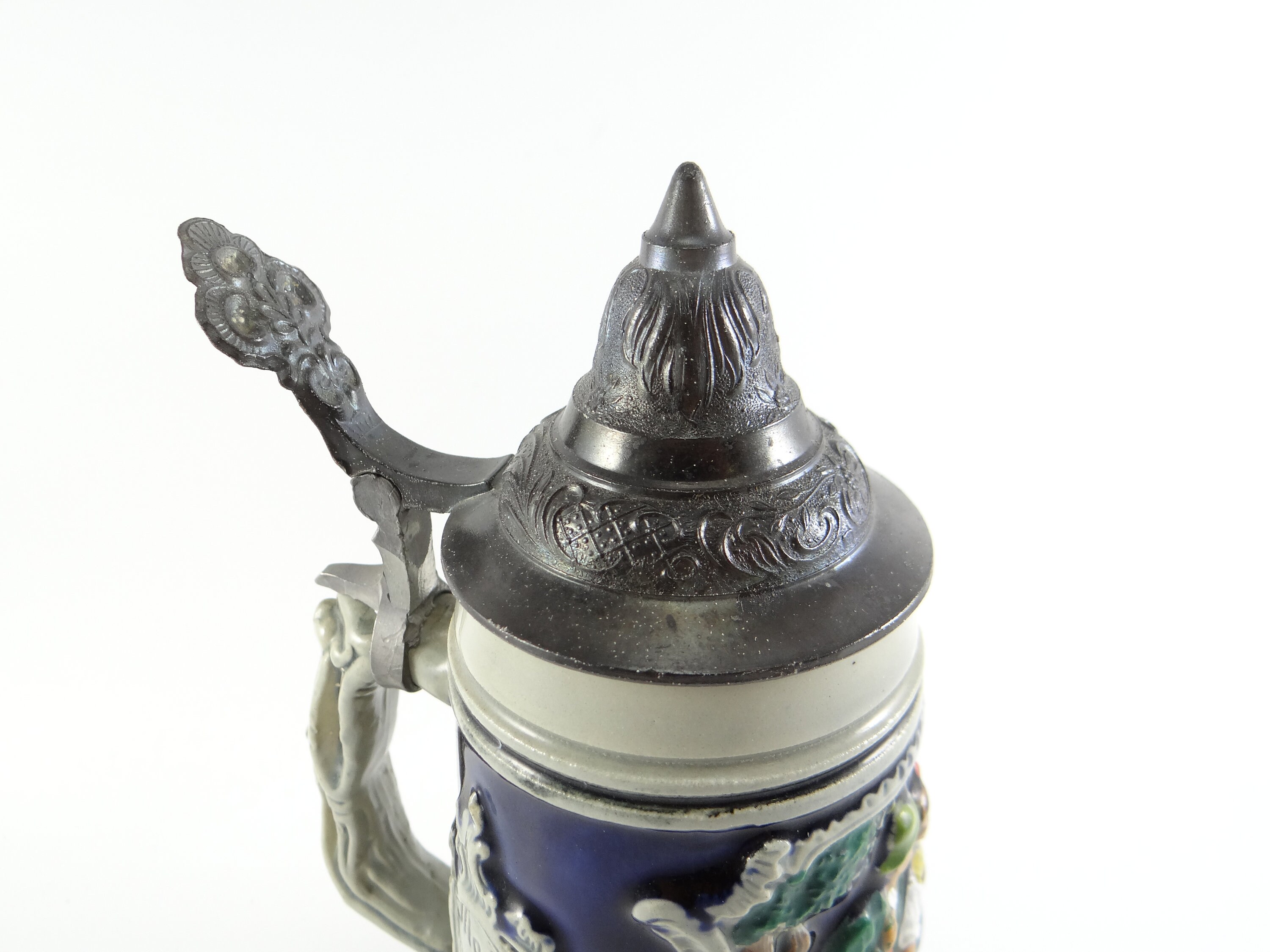 German Stein, Small German Stein, Western Germany Stein, Blue Lidded ...