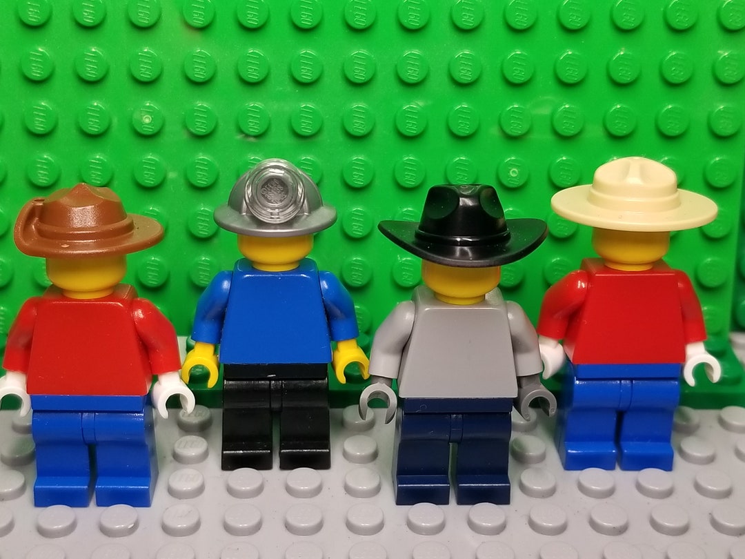 Minifigure Accessory 4 Pack Wide Brim Hats, Cowboy, Outback, Sun Hat ...