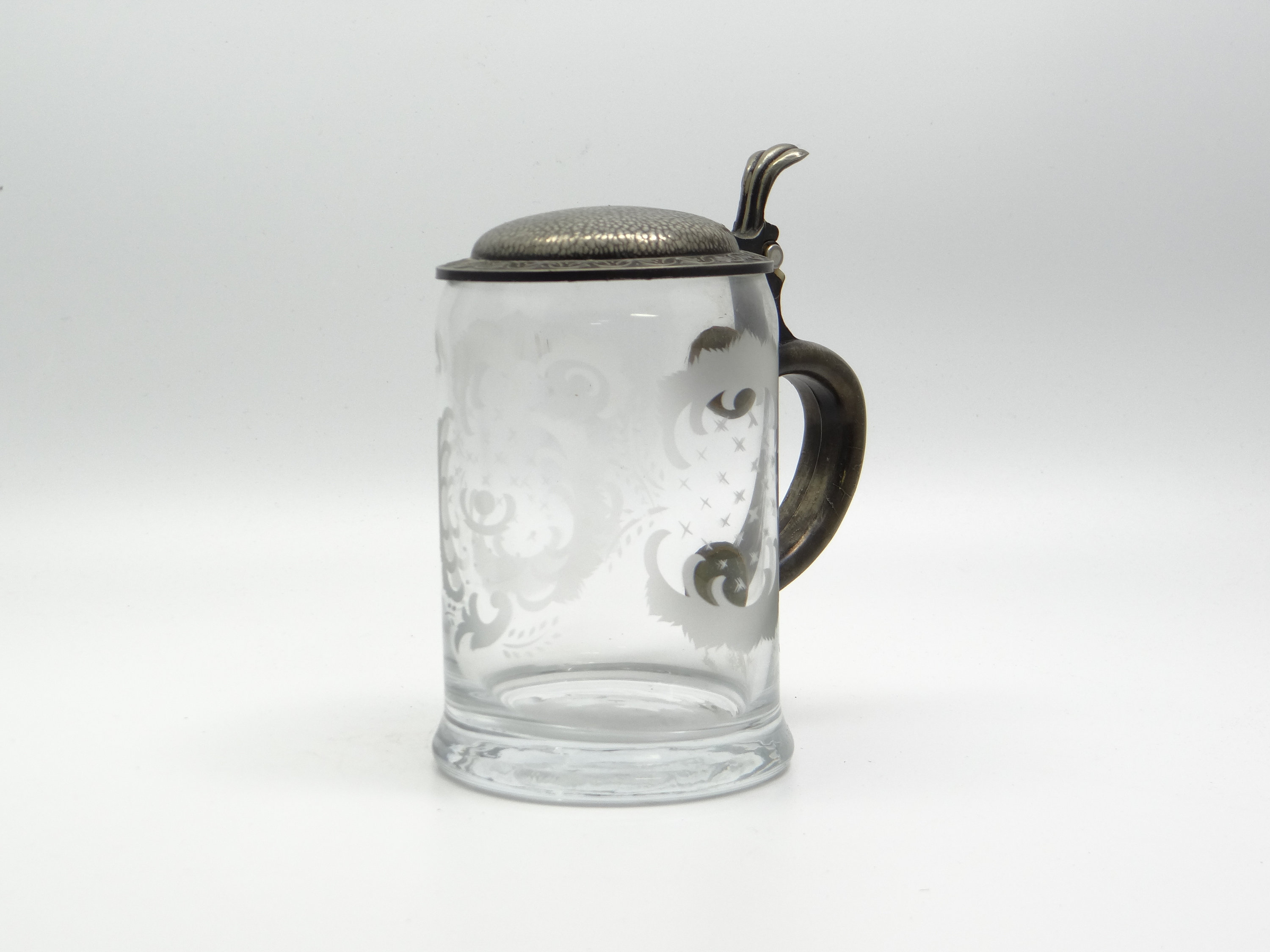 Glass Stein Glass Etched Lidded Stein Vintage Glass Stein | Etsy