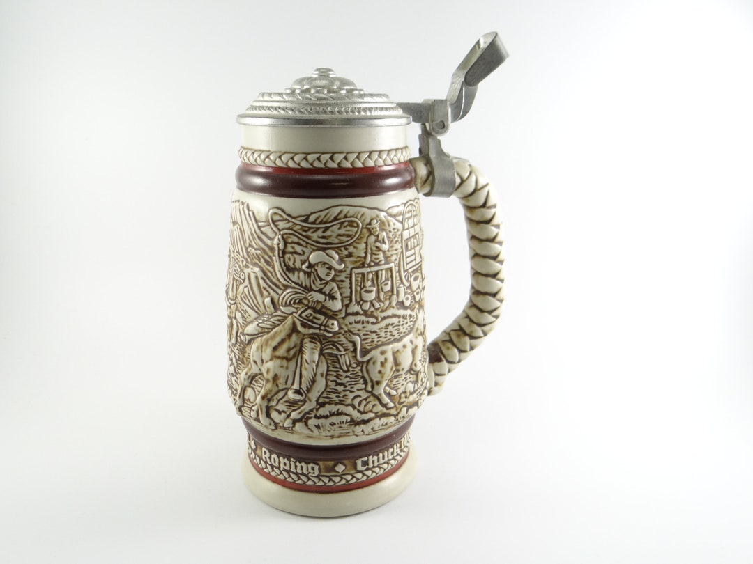 Beer Stein, Avon Western Horse Round UP Cowboy Wild Country Cologne ...