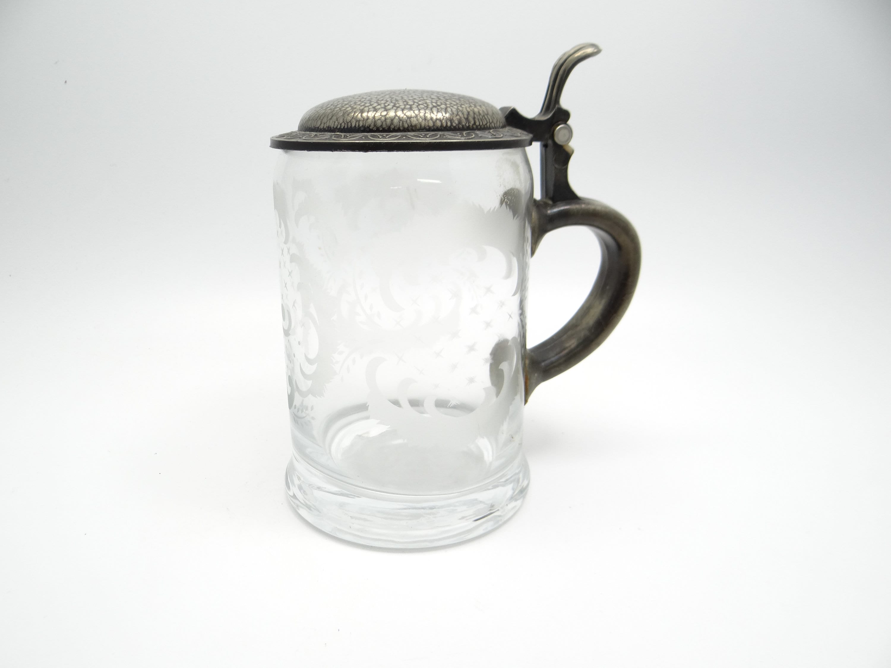 Glass Stein Glass Etched Lidded Stein Vintage Glass Stein | Etsy