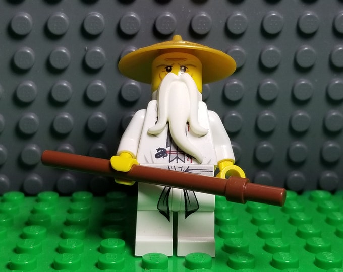 Lego Ninjago Sensei Wu With Wooden Stick, Lego Minifigure, Lego Minifig ...