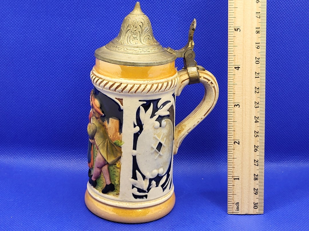 Miniature Stein, Man and Woman in Garden Scene Beer Stein, Vintage ...