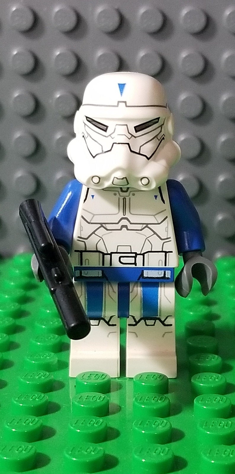 Lego Star Wars Clone Trooper Blue Commander with Blaster RARE | Etsy