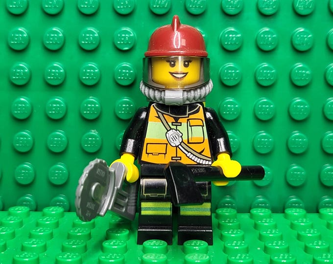 LEGO® Fire Fighter Fireman Firefighter Fire Female With Mask, Airtank ...