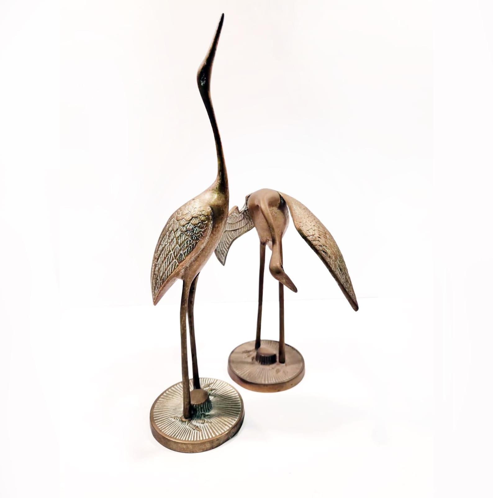 Mid Century Brass Bird Figurine | Vintage Brass Egret Statue | Bowing ...