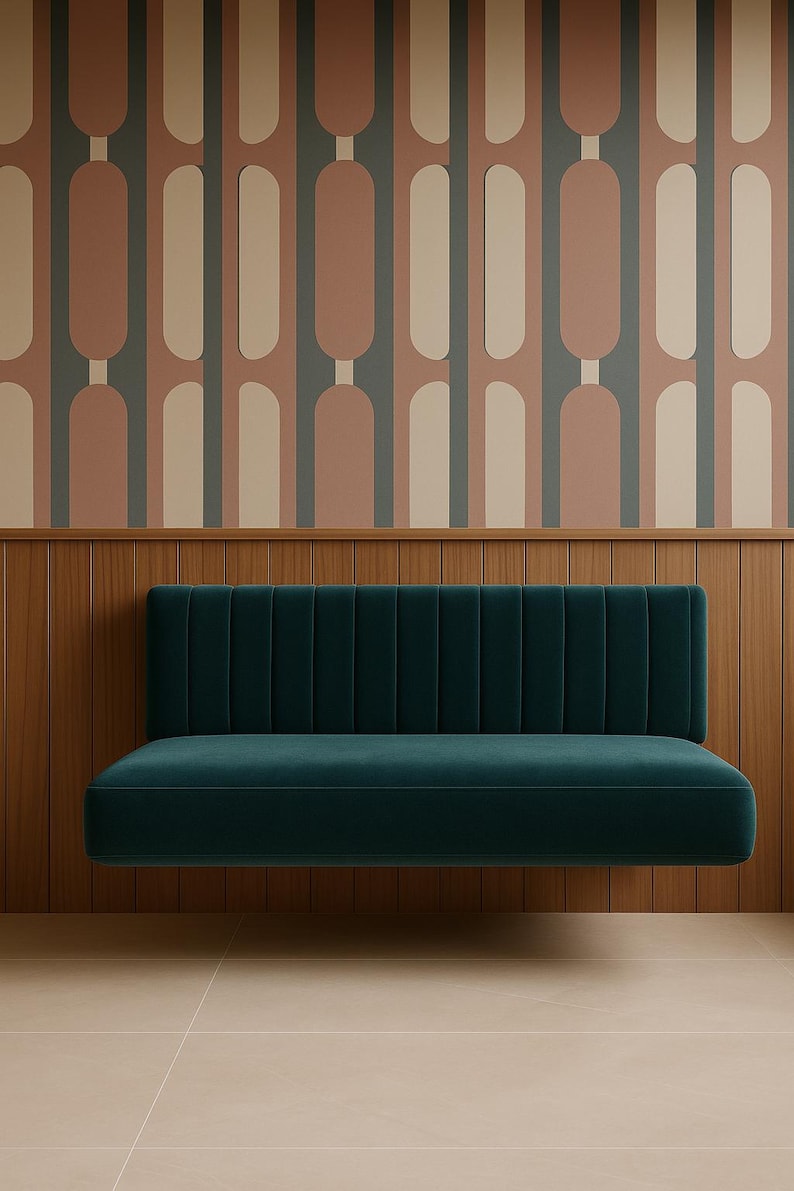 Custom Velvet Floating Bench Wall Mounted Upholstered Seating Modern ...