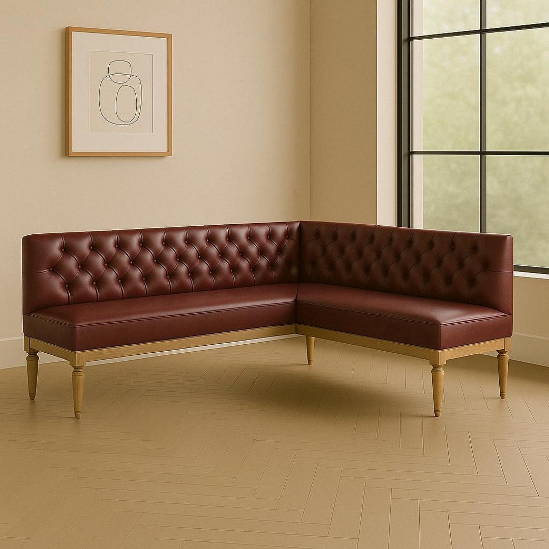 Custom Leather Banquette: Tufted L-shaped Corner Bench Seating - Etsy