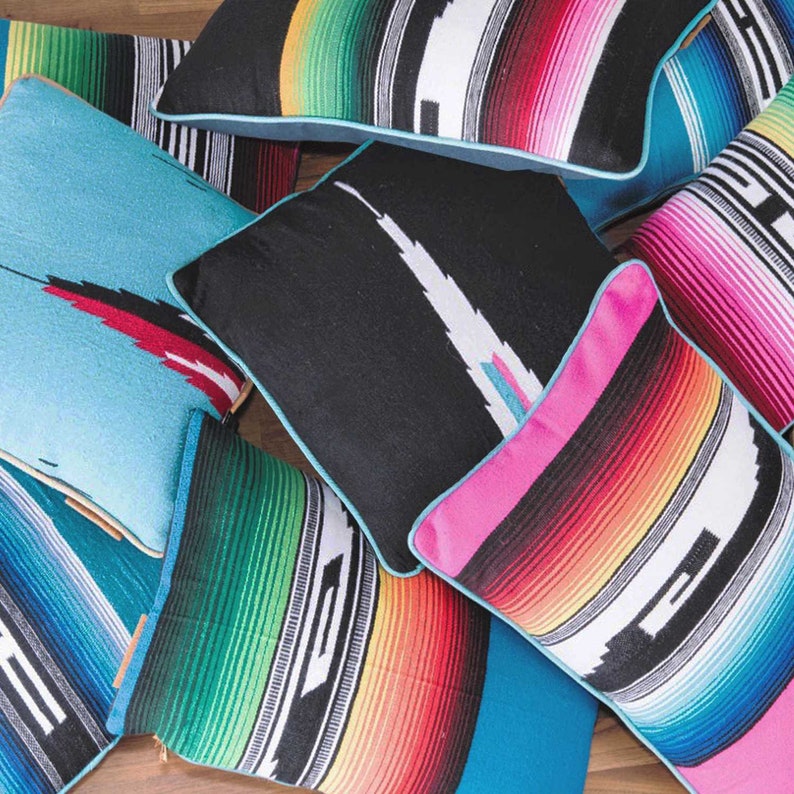 Modern Mexican-fuschia Pink Diamond Serape Pillow - Etsy