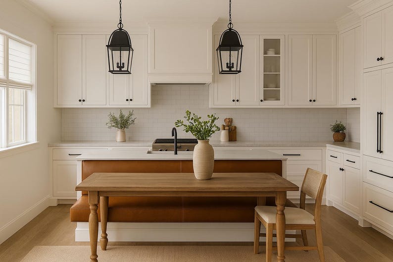 Custom Leather Floating Bench: Wall-mounted Modern Seating | Kitchen ...