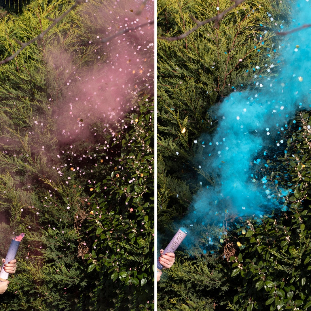Blue Pink Gender Reveal Smoke Confetti Cannon Boy or Girl - Etsy