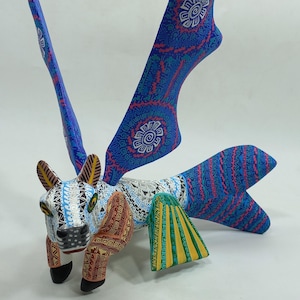 11" Large ALEBRIJE Wood Carving, Colorful Folk Art, Hand Painted ...