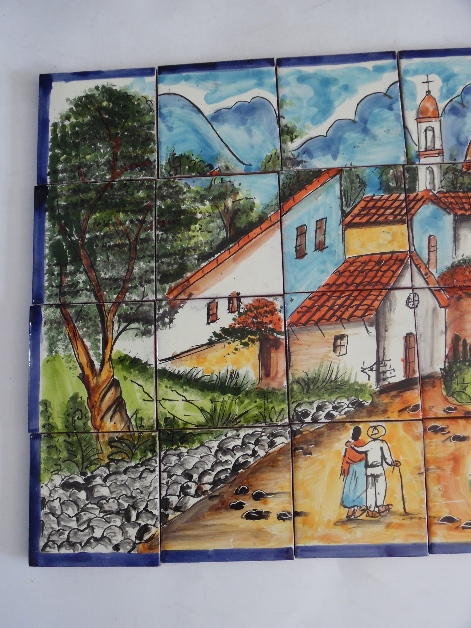 25 CERAMIC TILE MURAL Mexican Talavera Mosaic Hand Painted Clay ...