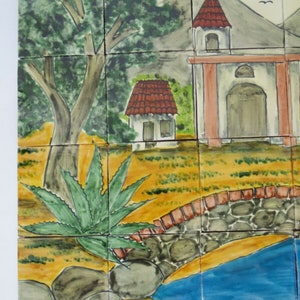 TALAVERA MOSAIC MURAL Mexican Tile Backsplash, Bridge in Small Town - Etsy