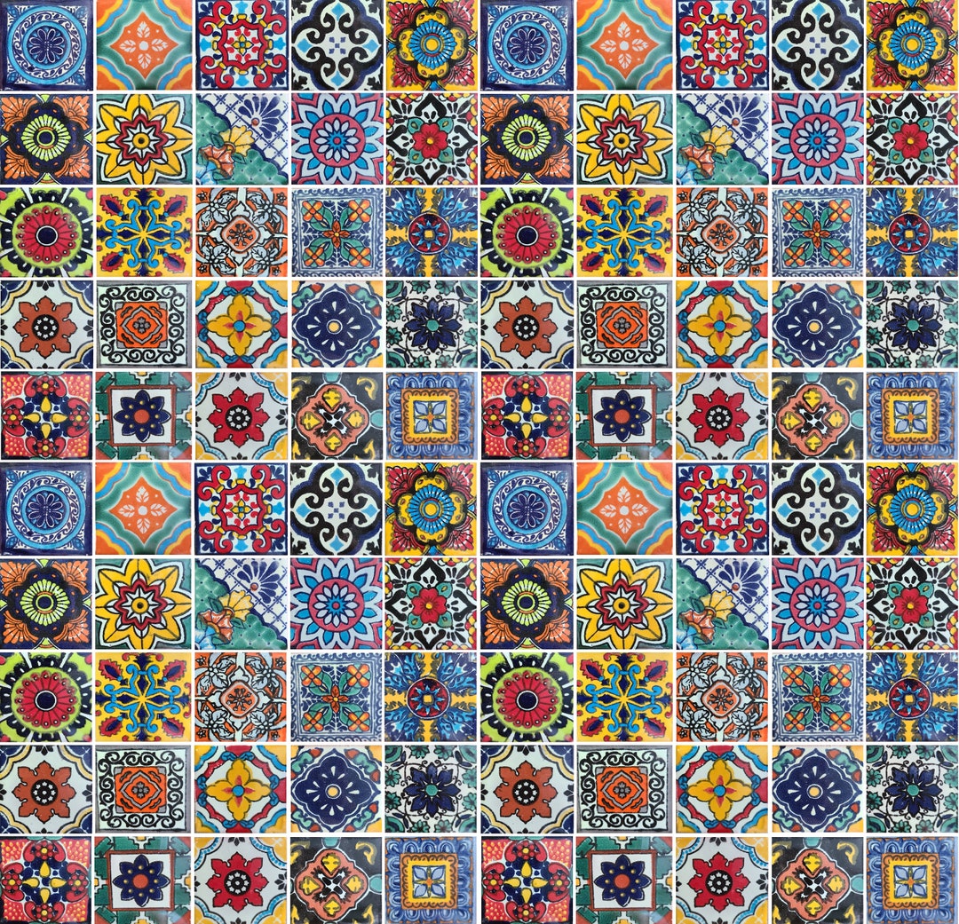 400 MIXED DESIGNS Mexican Tile Handmade Talavera Backsplash Mosaic 2 X ...