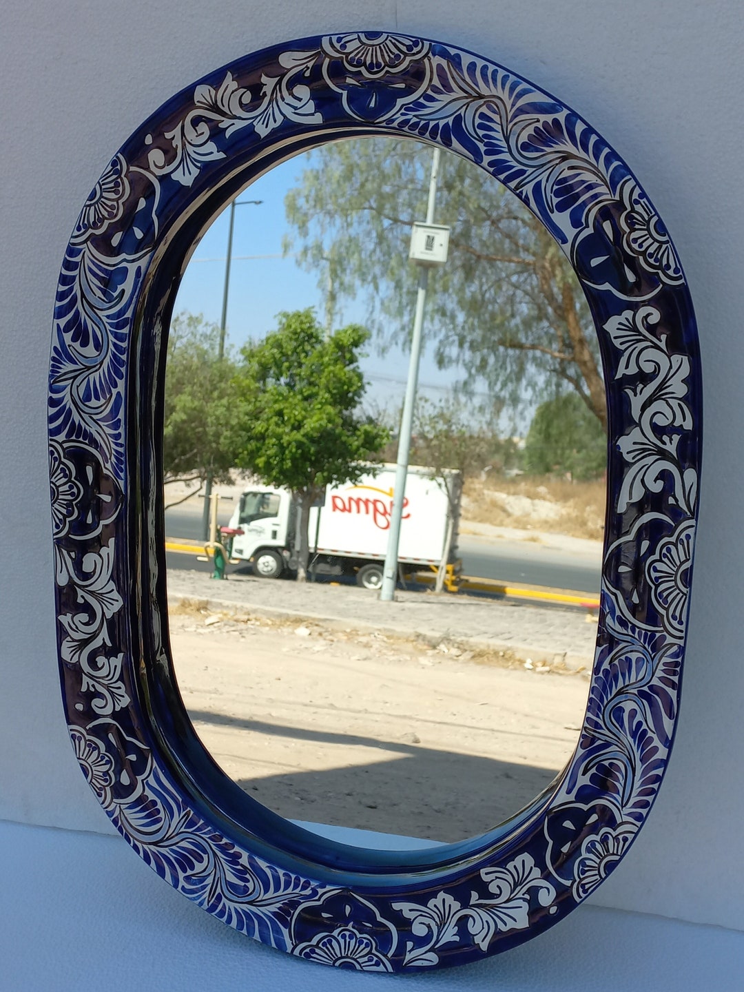 TALAVERA MIRROR Bathroom Wall Decor Vanity, Mexican Pottery Folk Art ...