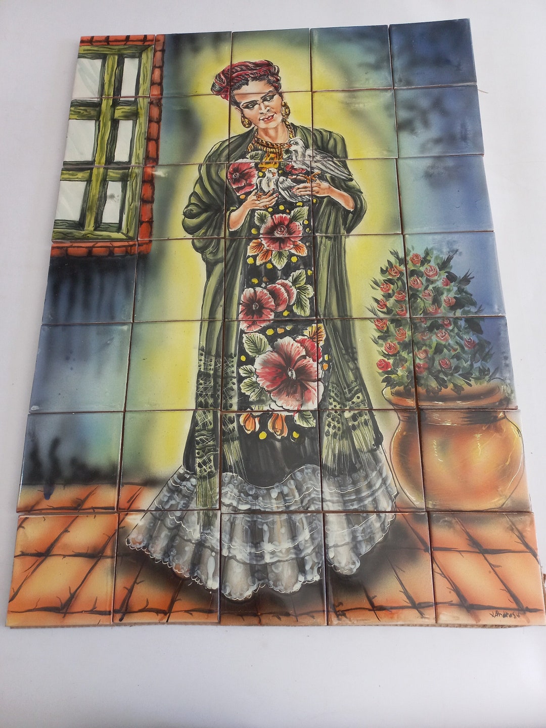 30" CERAMIC TILE MURAL Mexican Talavera Mosaic Hand Painted Clay ...