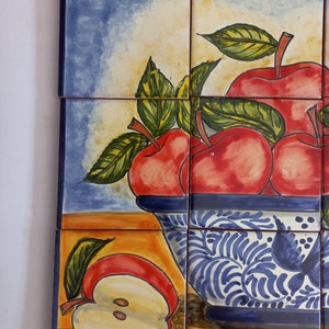 17 CERAMIC TILE MURAL Mexican Talavera Mosaic Hand Painted Backsplash ...