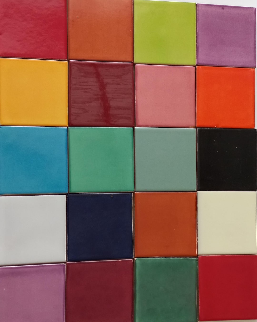 100 MIXED SOLID COLORS Assorted Colors Mexican Ceramic Tile Handmade ...