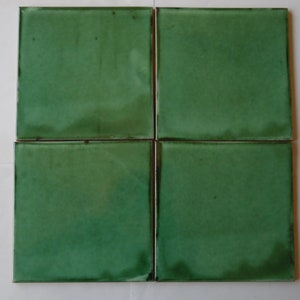 20 CERAMIC TILES 6" Green Mexican Tile, Handmade Talavera Backsplash ...